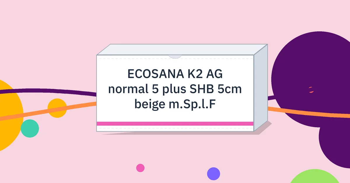 Symbolbild: Packung mit der Aufschrift ECOSANA K2 AG normal 5 plus SHB 5cm beige m.Sp.l.F (PZN 10957555) – Verfügbarkeit und Bezug in Apotheken in Frankfurt am Main