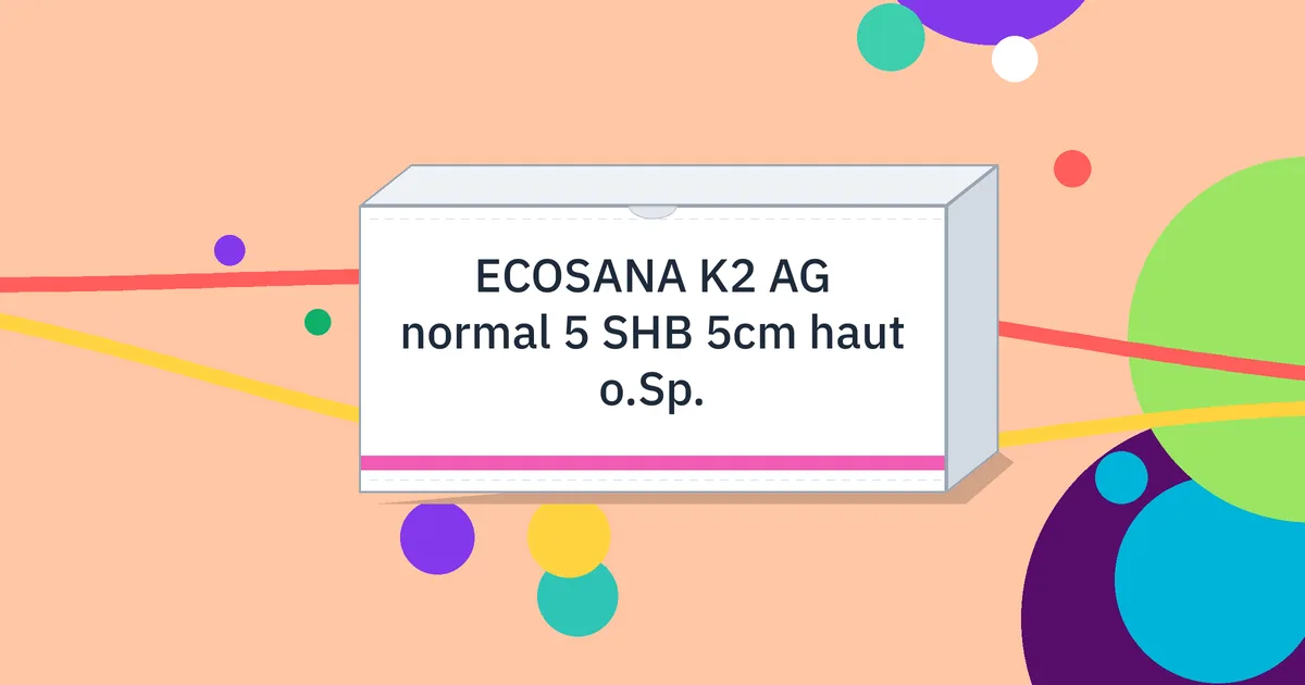 Symbolbild: Packung mit der Aufschrift ECOSANA K2 AG normal 5 SHB 5cm haut o.Sp. (PZN 01470185) – Verfügbarkeit und Bezug in Apotheken in Frankfurt am Main