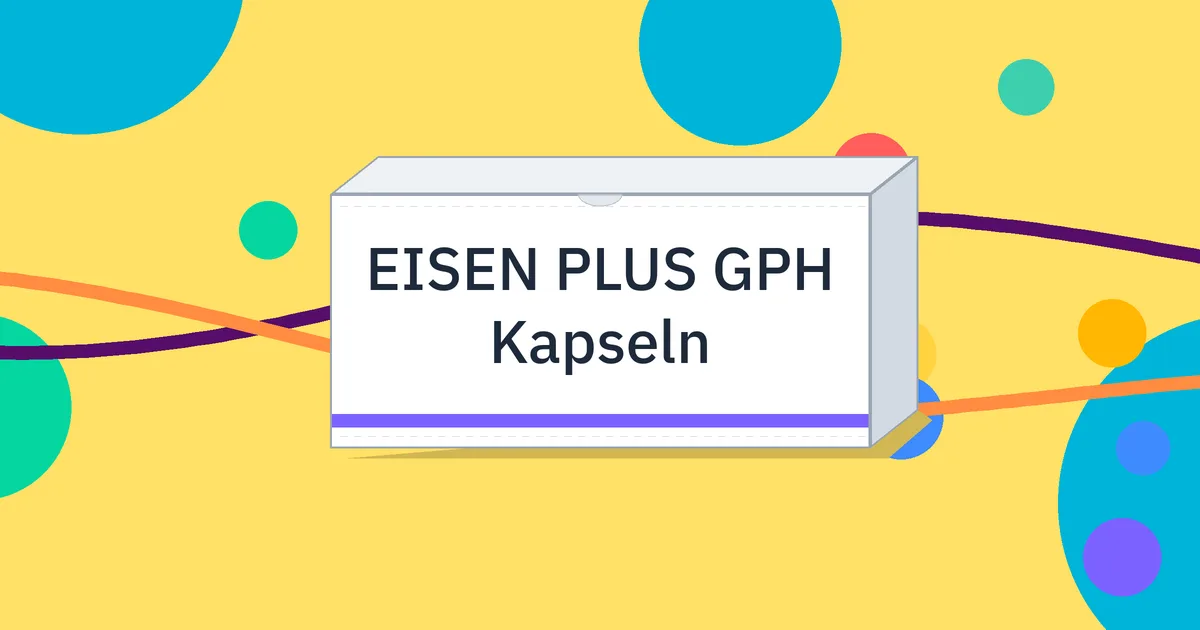 Symbolbild: Packung mit der Aufschrift EISEN PLUS GPH Kapseln (PZN 16935632) – Verfügbarkeit und Bezug in Apotheken in Frankfurt am Main