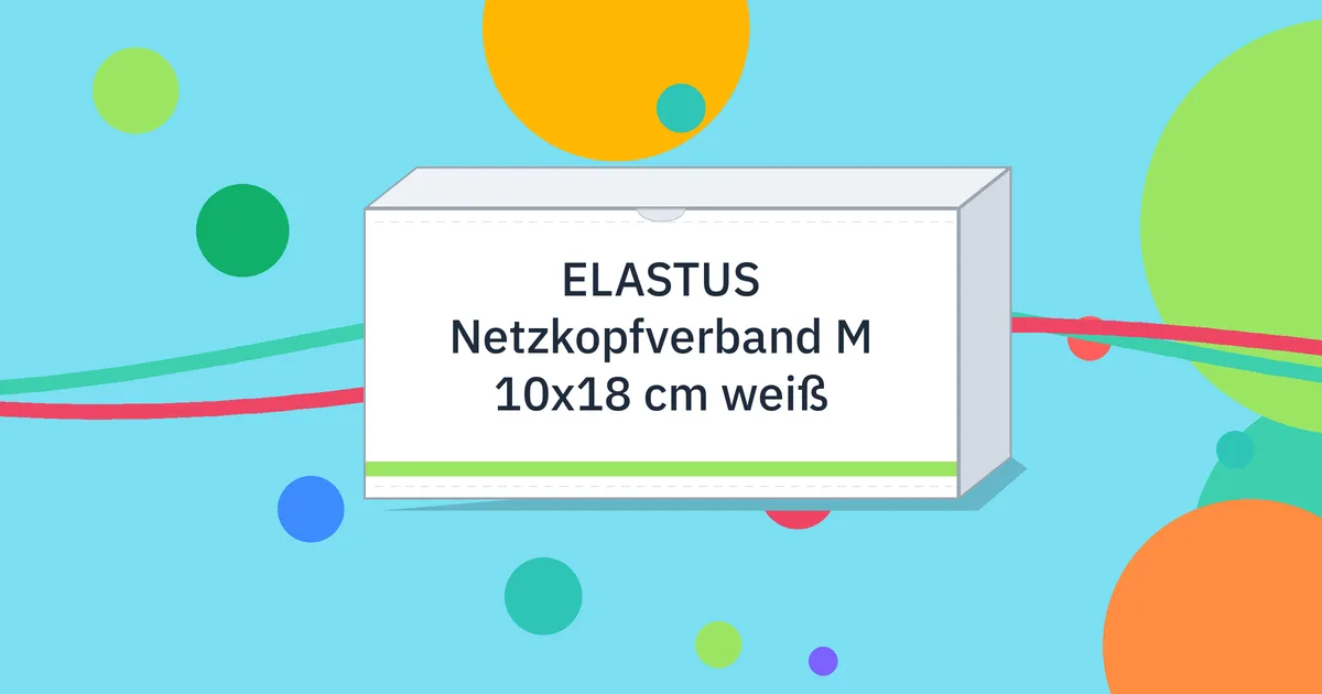 Symbolbild: Packung mit der Aufschrift ELASTUS Netzkopfverband M 10x18 cm weiß (PZN 17997173) – Verfügbarkeit und Bezug in Apotheken in Frankfurt am Main
