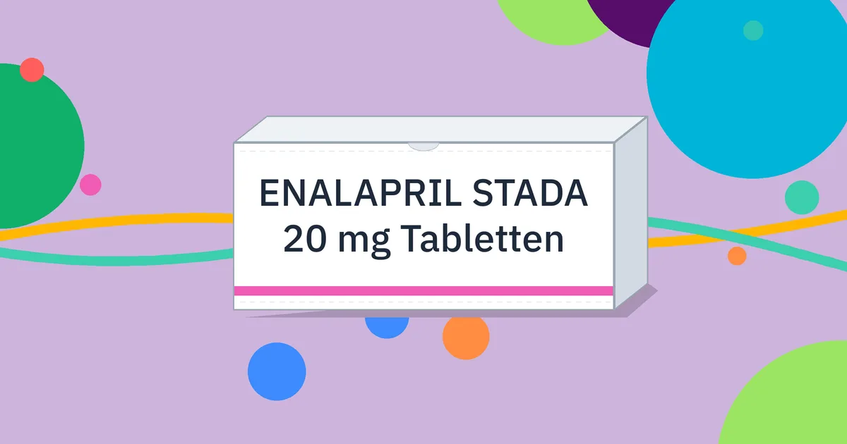 Symbolbild: Packung mit der Aufschrift ENALAPRIL STADA 20 mg Tabletten (PZN 00569237) – Verfügbarkeit und Bezug in Apotheken in Frankfurt am Main