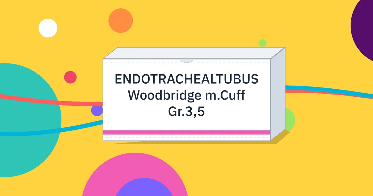 Symbolbild: Packung mit der Aufschrift ENDOTRACHEALTUBUS Woodbridge m.Cuff Gr.3,5 (PZN 04872352) – Verfügbarkeit und Bezug in Apotheken in Frankfurt am Main