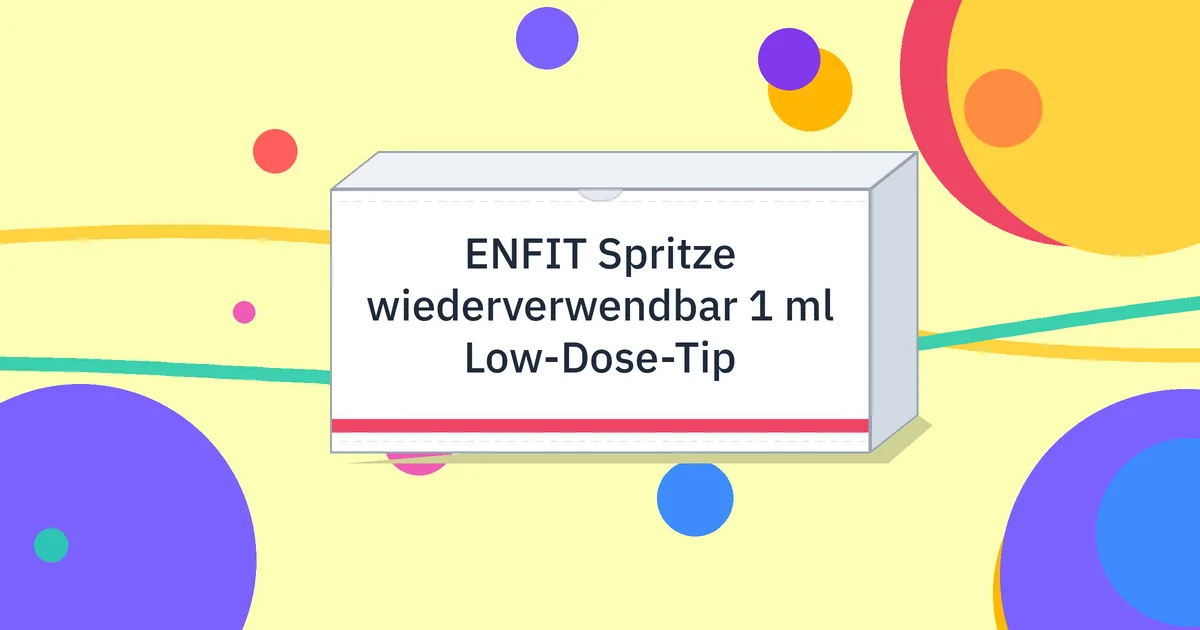 Symbolbild: Packung mit der Aufschrift ENFIT Spritze wiederverwendbar 1 ml Low-Dose-Tip (PZN 20646997) – Verfügbarkeit und Bezug in Apotheken in Frankfurt am Main