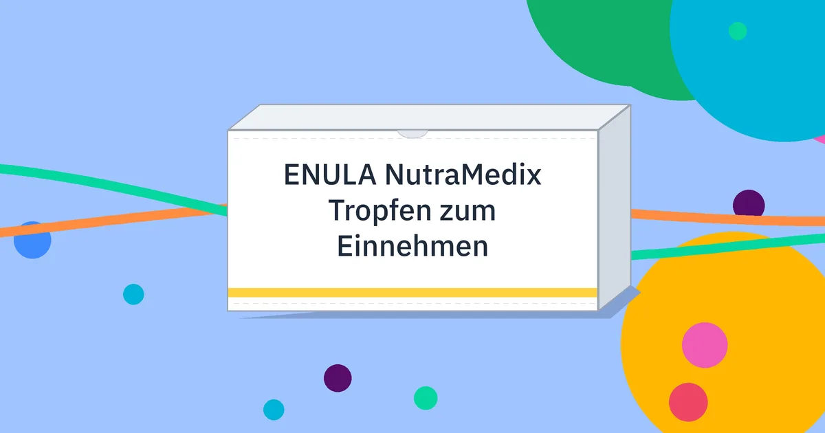 Symbolbild: Packung mit der Aufschrift ENULA NutraMedix Tropfen zum Einnehmen (PZN 18447782) – Verfügbarkeit und Bezug in Apotheken in Frankfurt am Main
