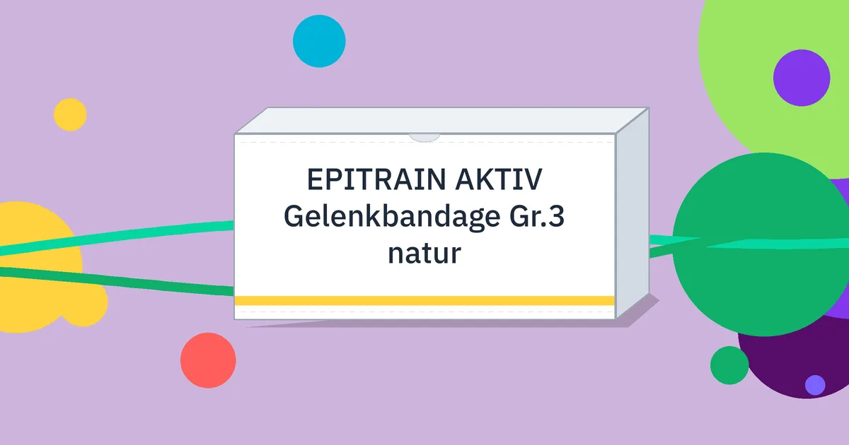 Symbolbild: Packung mit der Aufschrift EPITRAIN AKTIV Gelenkbandage Gr.3 natur (PZN 01286151) – Verfügbarkeit und Bezug in Apotheken in Frankfurt am Main