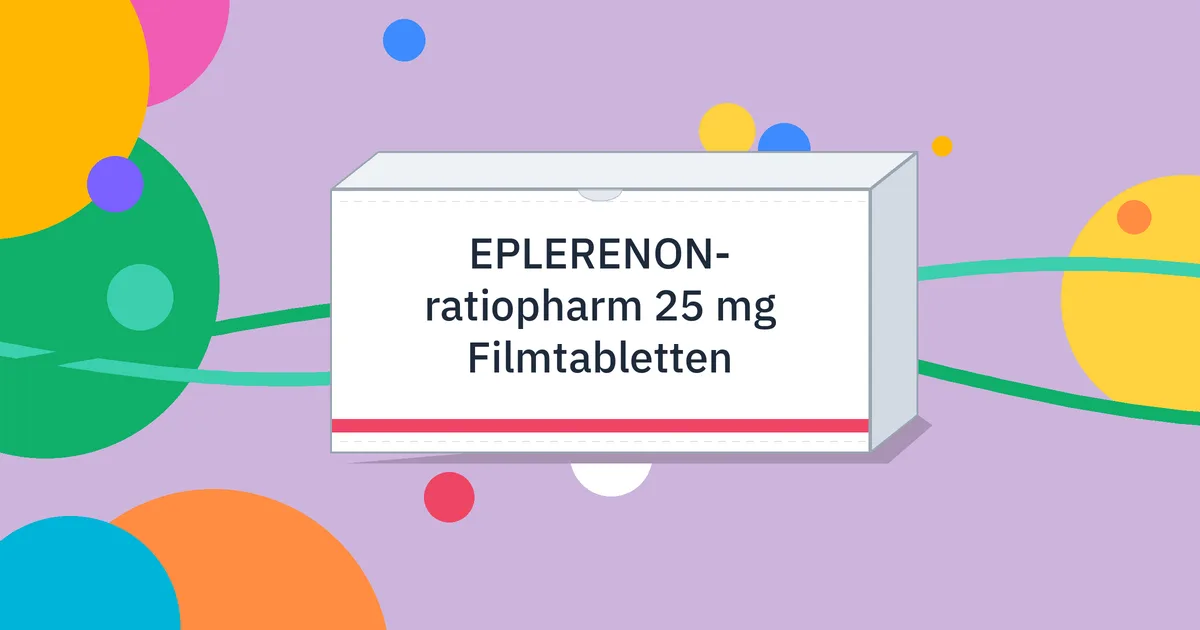 Symbolbild: Packung mit der Aufschrift EPLERENON-ratiopharm 25 mg Filmtabletten (PZN 18138325) – Verfügbarkeit und Bezug in Apotheken in Frankfurt am Main