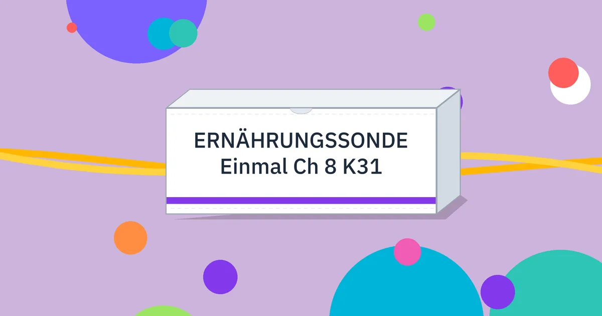 Symbolbild: Packung mit der Aufschrift ERNÄHRUNGSSONDE Einmal Ch 8 K31 (PZN 02438947) – Verfügbarkeit und Bezug in Apotheken in Frankfurt am Main