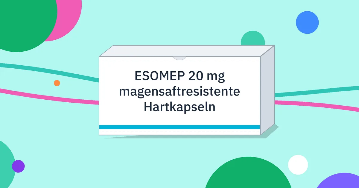 Symbolbild: Packung mit der Aufschrift ESOMEP 20 mg magensaftresistente Hartkapseln (PZN 18448965) – Verfügbarkeit und Bezug in Apotheken in Frankfurt am Main