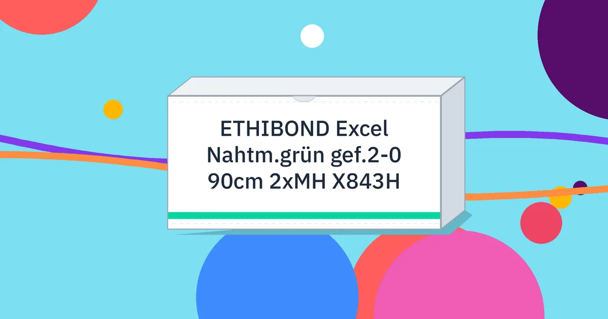Symbolbild: Packung mit der Aufschrift ETHIBOND Excel Nahtm.grün gef.2-0 90cm 2xMH X843H (PZN 20855005) – Verfügbarkeit und Bezug in Apotheken in Frankfurt am Main