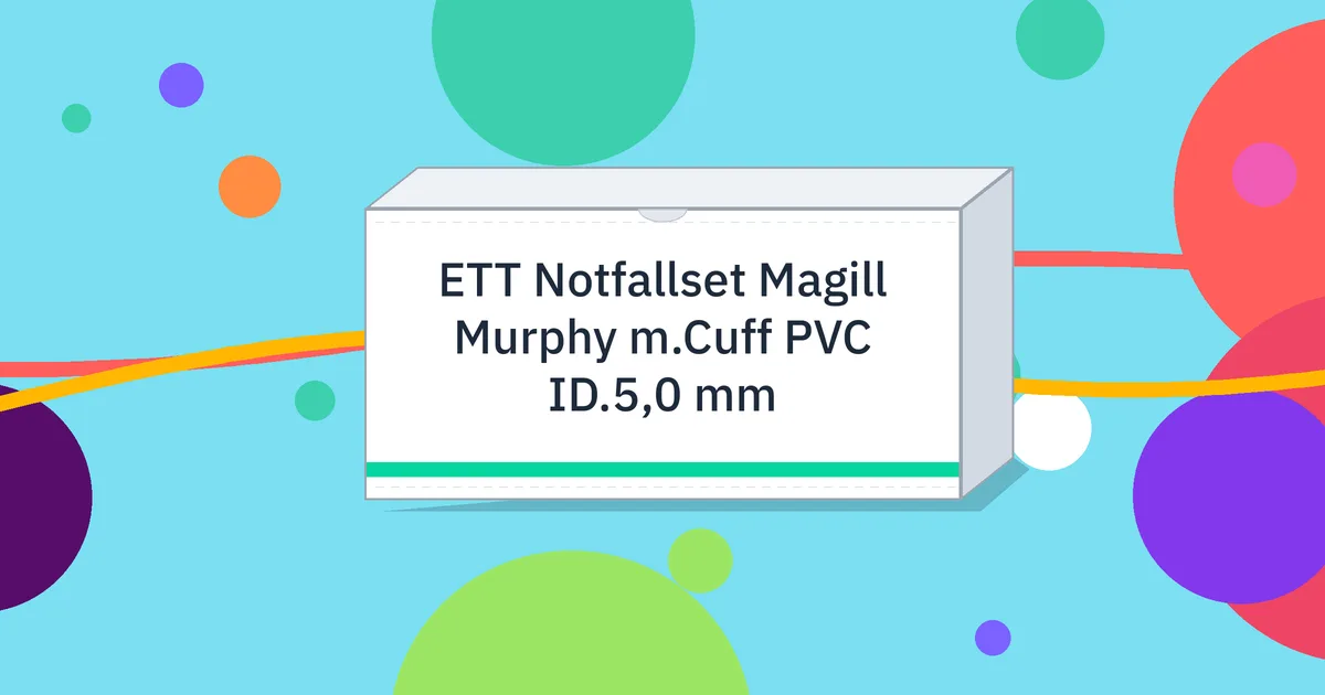 Symbolbild: Packung mit der Aufschrift ETT Notfallset Magill Murphy m.Cuff PVC ID.5,0 mm (PZN 19120847) – Verfügbarkeit und Bezug in Apotheken in Frankfurt am Main