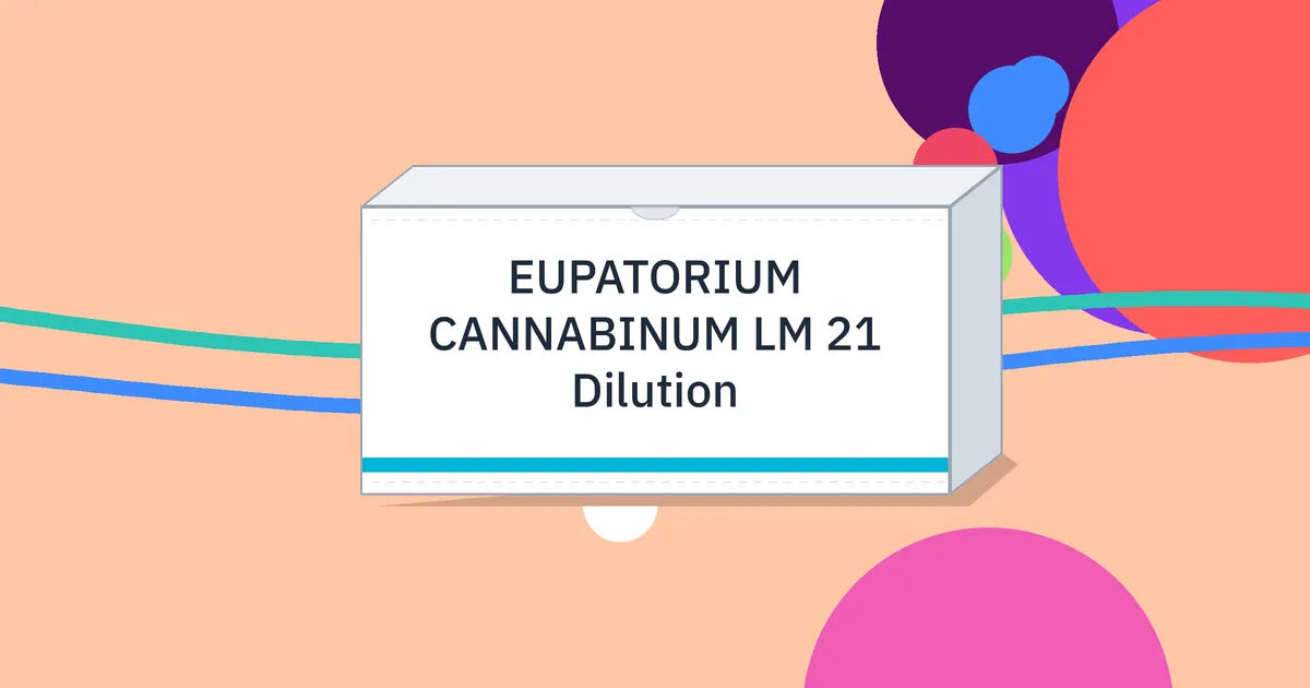 Symbolbild: Packung mit der Aufschrift EUPATORIUM CANNABINUM LM 21 Dilution (PZN 12845872) – Verfügbarkeit und Bezug in Apotheken in Frankfurt am Main