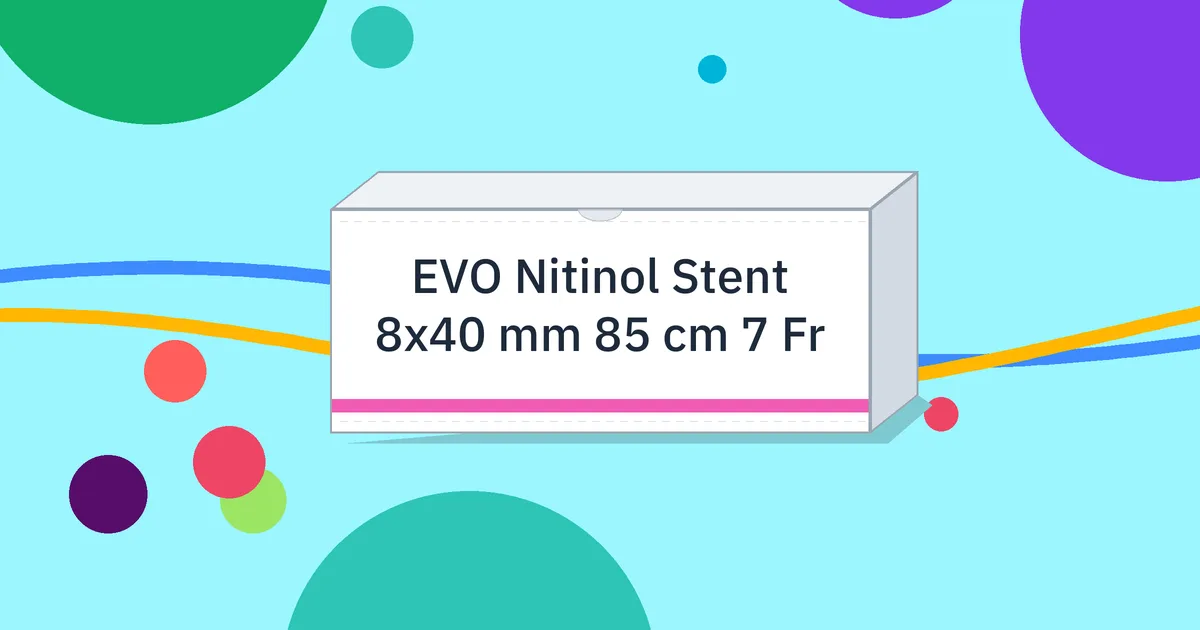 Symbolbild: Packung mit der Aufschrift EVO Nitinol Stent 8x40 mm 85 cm 7 Fr (PZN 00223668) – Verfügbarkeit und Bezug in Apotheken in Frankfurt am Main
