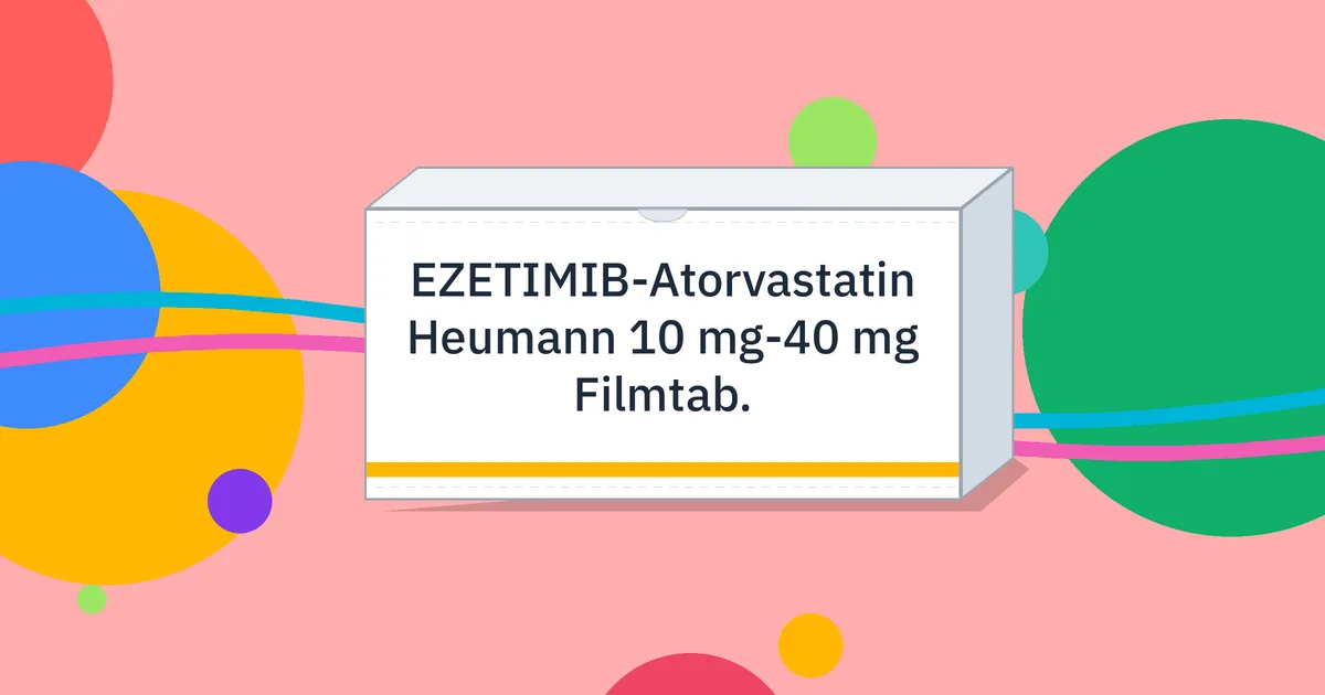 Symbolbild: Packung mit der Aufschrift EZETIMIB-Atorvastatin Heumann 10 mg-40 mg Filmtab. (PZN 19054777) – Verfügbarkeit und Bezug in Apotheken in Frankfurt am Main