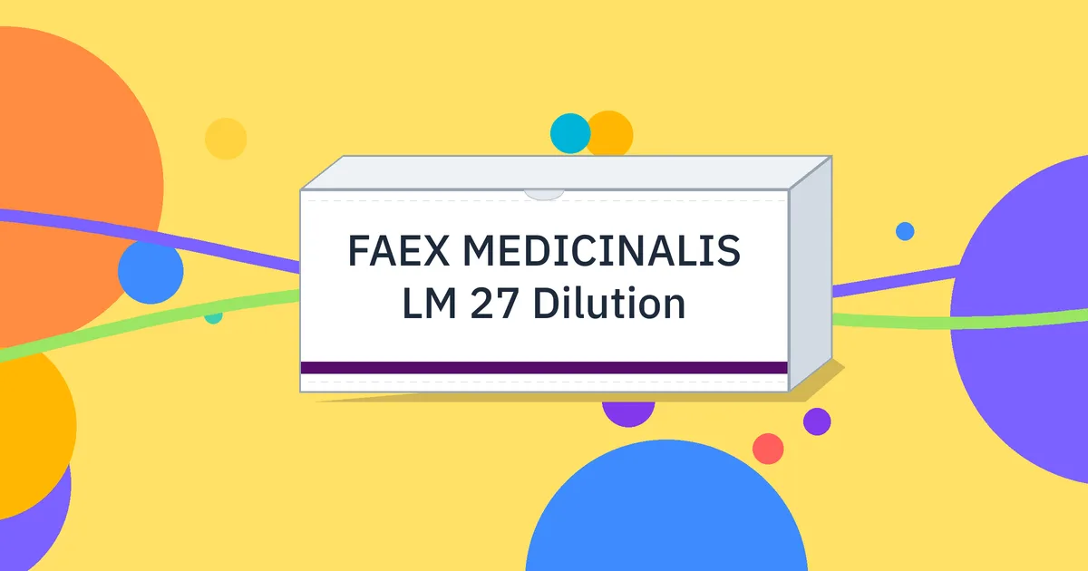 Symbolbild: Packung mit der Aufschrift FAEX MEDICINALIS LM 27 Dilution (PZN 13486205) – Verfügbarkeit und Bezug in Apotheken in Frankfurt am Main