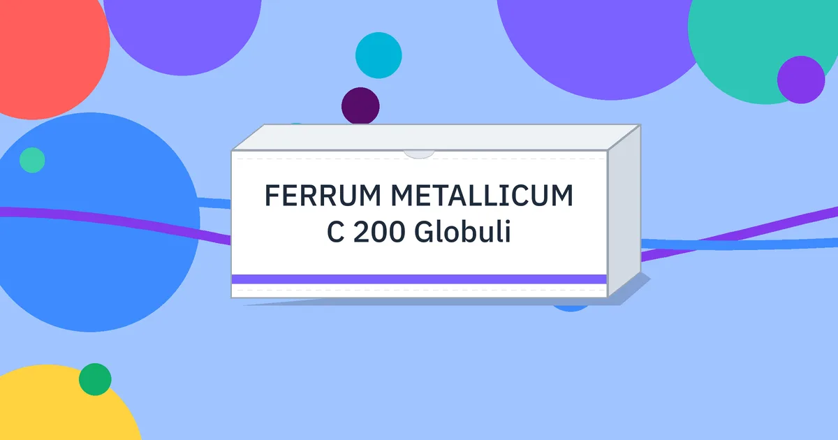 Symbolbild: Packung mit der Aufschrift FERRUM METALLICUM C 200 Globuli (PZN 04217156) – Verfügbarkeit und Bezug in Apotheken in Frankfurt am Main