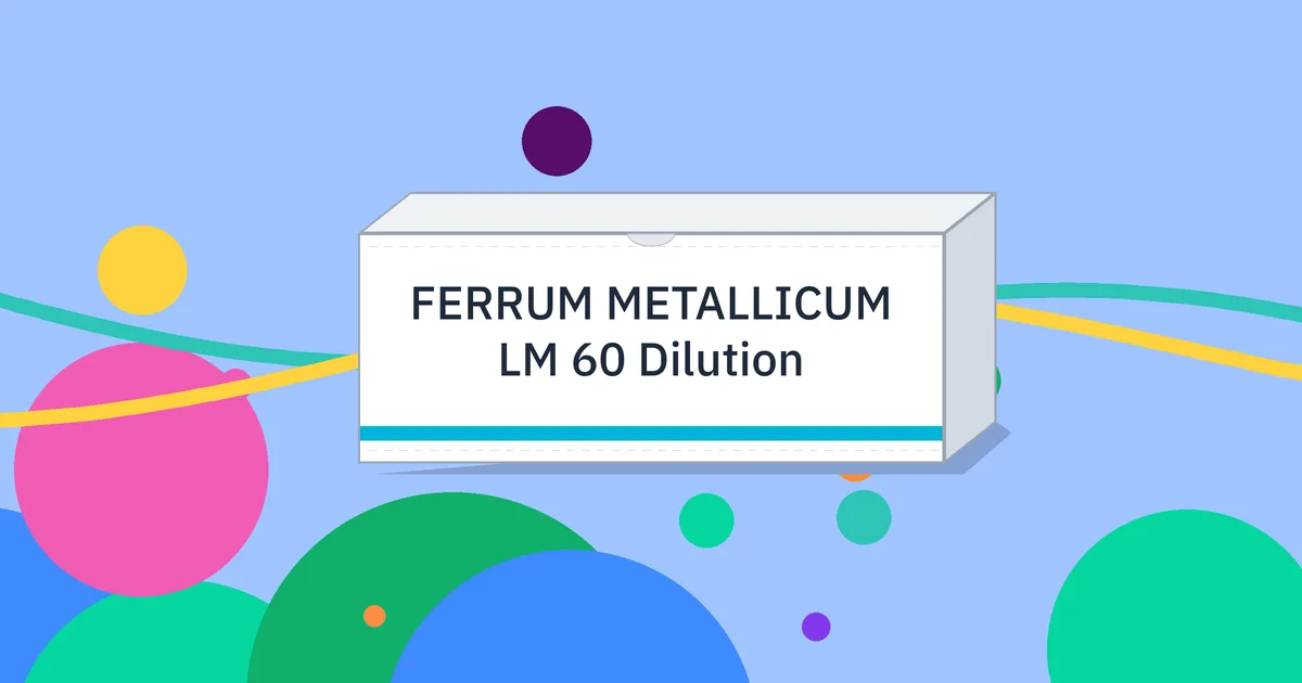 Symbolbild: Packung mit der Aufschrift FERRUM METALLICUM LM 60 Dilution (PZN 12850531) – Verfügbarkeit und Bezug in Apotheken in Frankfurt am Main