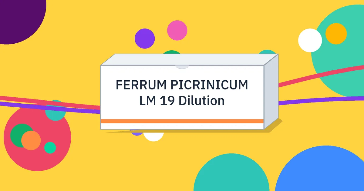 Symbolbild: Packung mit der Aufschrift FERRUM PICRINICUM LM 19 Dilution (PZN 12852636) – Verfügbarkeit und Bezug in Apotheken in Frankfurt am Main