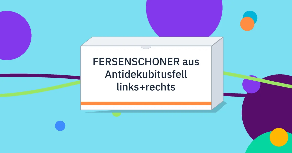 Symbolbild: Packung mit der Aufschrift FERSENSCHONER aus Antidekubitusfell links+rechts (PZN 07276165) – Verfügbarkeit und Bezug in Apotheken in Frankfurt am Main