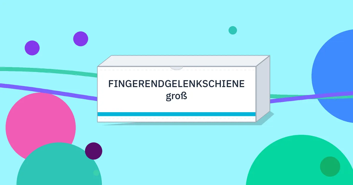 Symbolbild: Packung mit der Aufschrift FINGERENDGELENKSCHIENE groß (PZN 07785748) – Verfügbarkeit und Bezug in Apotheken in Frankfurt am Main