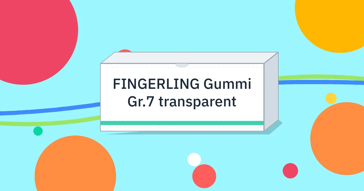 Symbolbild: Packung mit der Aufschrift FINGERLING Gummi Gr.7 transparent (PZN 02007839) – Verfügbarkeit und Bezug in Apotheken in Frankfurt am Main