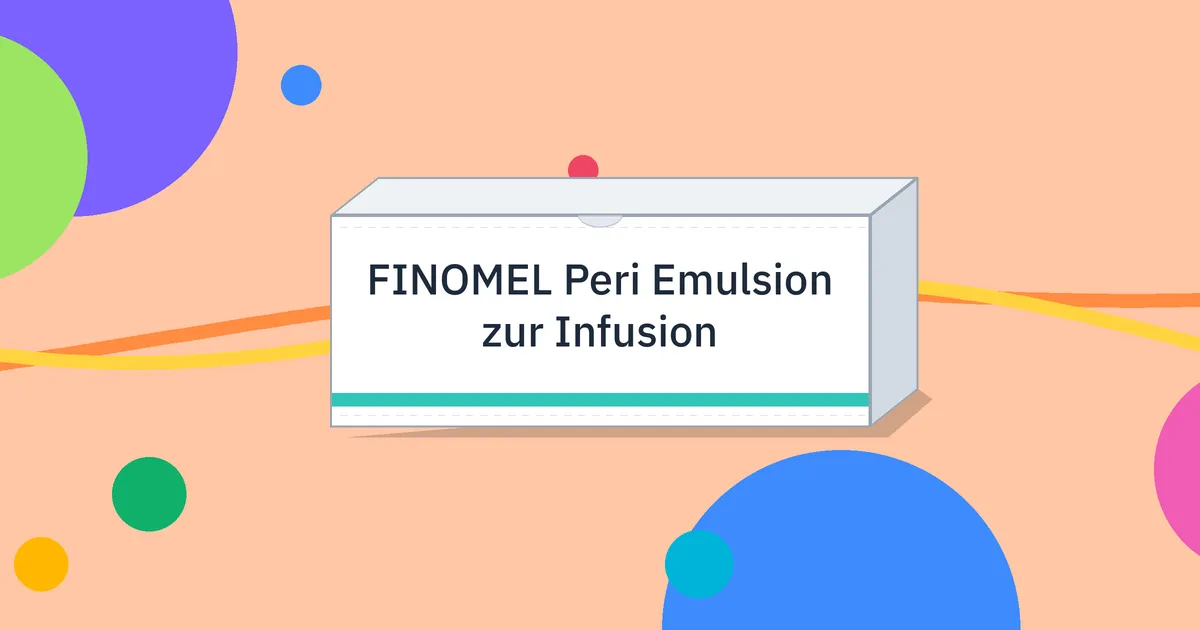 Symbolbild: Packung mit der Aufschrift FINOMEL Peri Emulsion zur Infusion (PZN 15309039) – Verfügbarkeit und Bezug in Apotheken in Frankfurt am Main