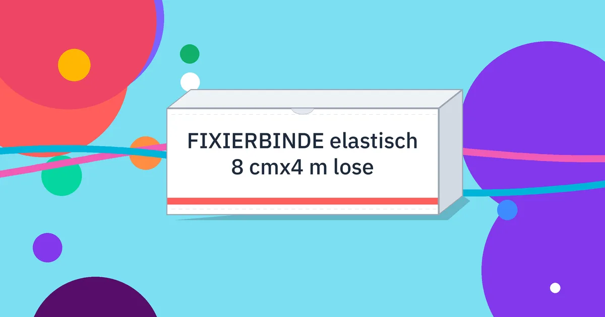 Symbolbild: Packung mit der Aufschrift FIXIERBINDE elastisch 8 cmx4 m lose (PZN 10180115) – Verfügbarkeit und Bezug in Apotheken in Frankfurt am Main