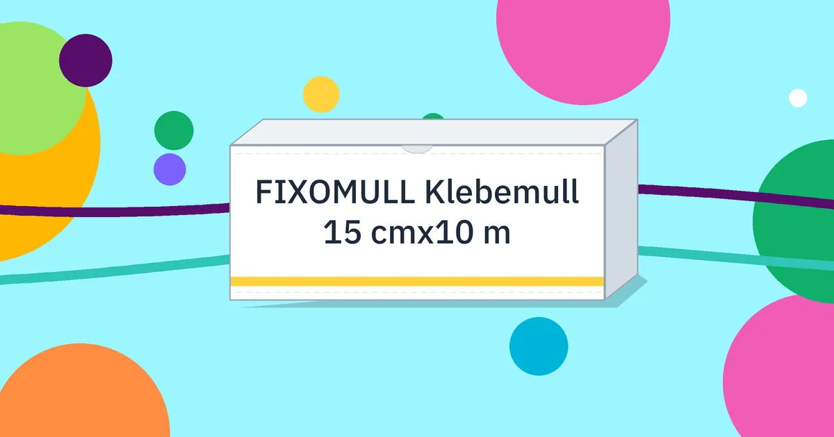 Symbolbild: Packung mit der Aufschrift FIXOMULL Klebemull 15 cmx10 m (PZN 00601774) – Verfügbarkeit und Bezug in Apotheken in Frankfurt am Main