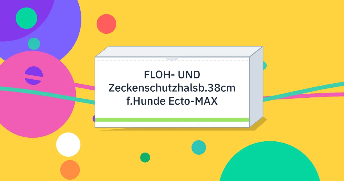 Symbolbild: Packung mit der Aufschrift FLOH- UND Zeckenschutzhalsb.38cm f.Hunde Ecto-MAX (PZN 15780104) – Verfügbarkeit und Bezug in Apotheken in Frankfurt am Main