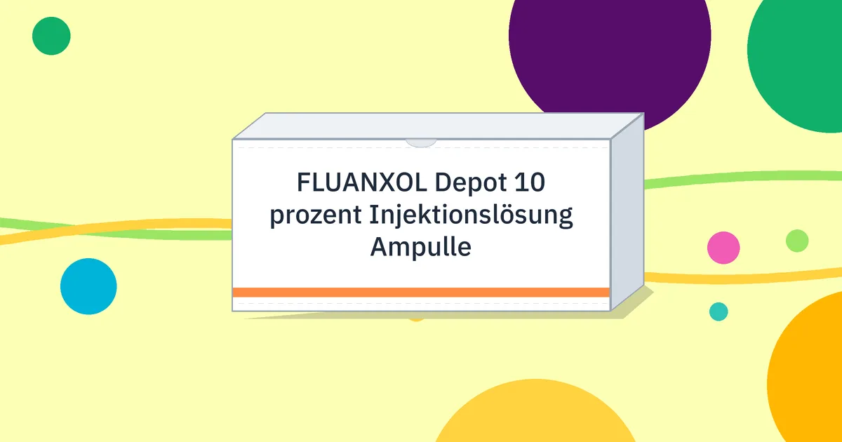 Symbolbild: Packung mit der Aufschrift FLUANXOL Depot 10 prozent Injektionslösung Ampulle (PZN 04162768) – Verfügbarkeit und Bezug in Apotheken in Frankfurt am Main
