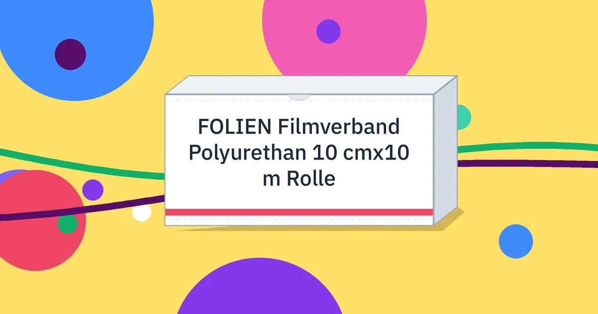 Symbolbild: Packung mit der Aufschrift FOLIEN Filmverband Polyurethan 10 cmx10 m Rolle (PZN 17563517) – Verfügbarkeit und Bezug in Apotheken in Frankfurt am Main