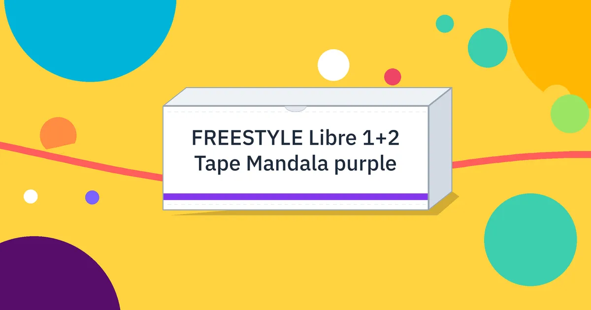 Symbolbild: Packung mit der Aufschrift FREESTYLE Libre 1+2 Tape Mandala purple (PZN 18177963) – Verfügbarkeit und Bezug in Apotheken in Frankfurt am Main