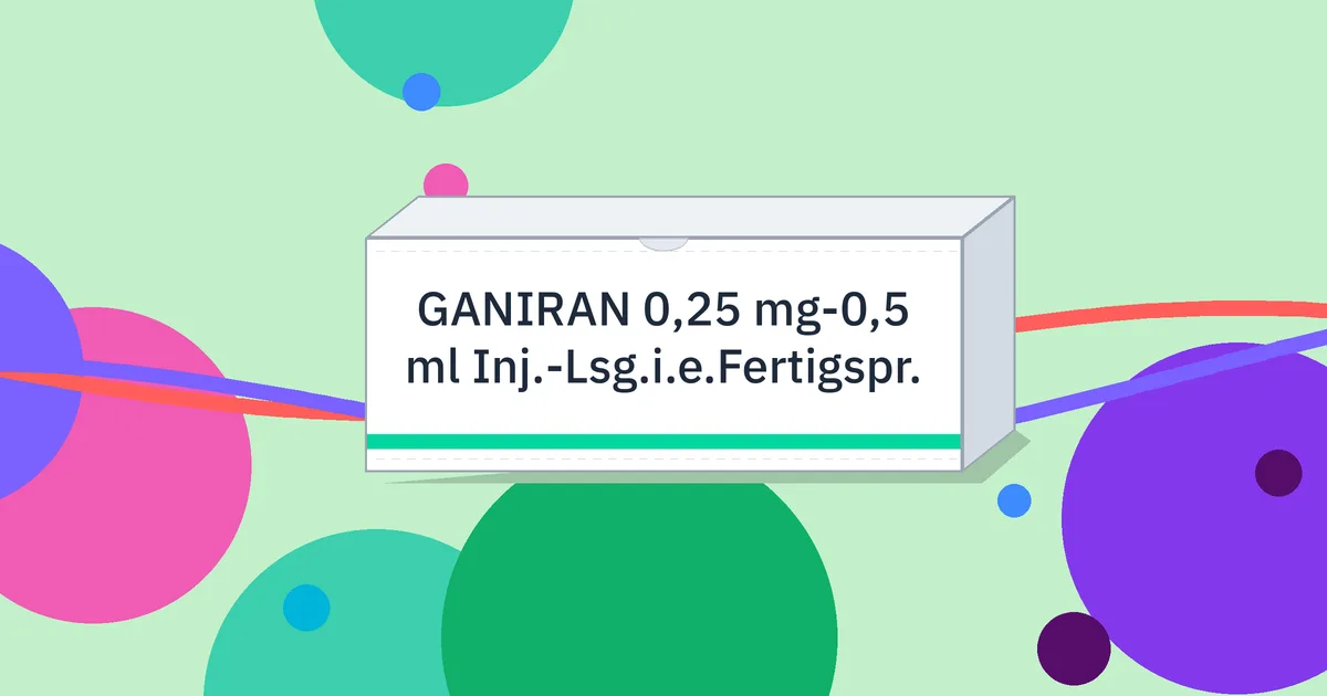 Symbolbild: Packung mit der Aufschrift GANIRAN 0,25 mg-0,5 ml Inj.-Lsg.i.e.Fertigspr. (PZN 18087912) – Verfügbarkeit und Bezug in Apotheken in Frankfurt am Main