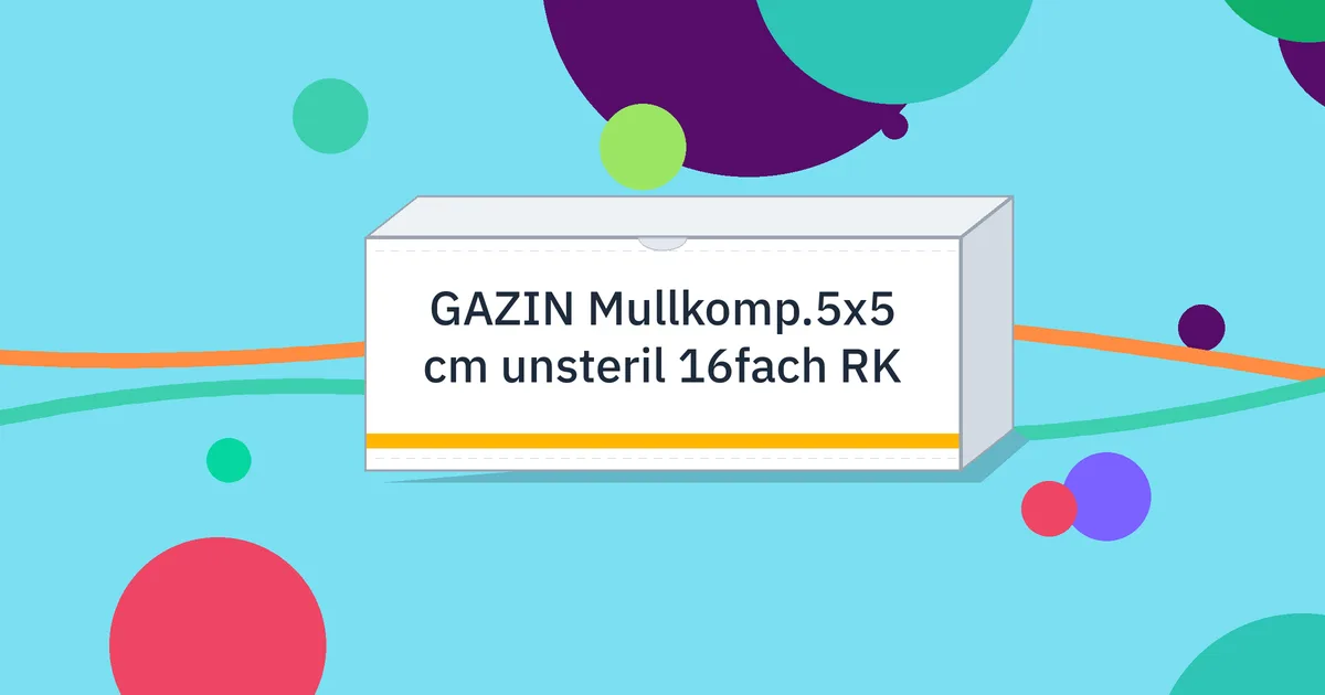Symbolbild: Packung mit der Aufschrift GAZIN Mullkomp.5x5 cm unsteril 16fach RK (PZN 01401971) – Verfügbarkeit und Bezug in Apotheken in Frankfurt am Main