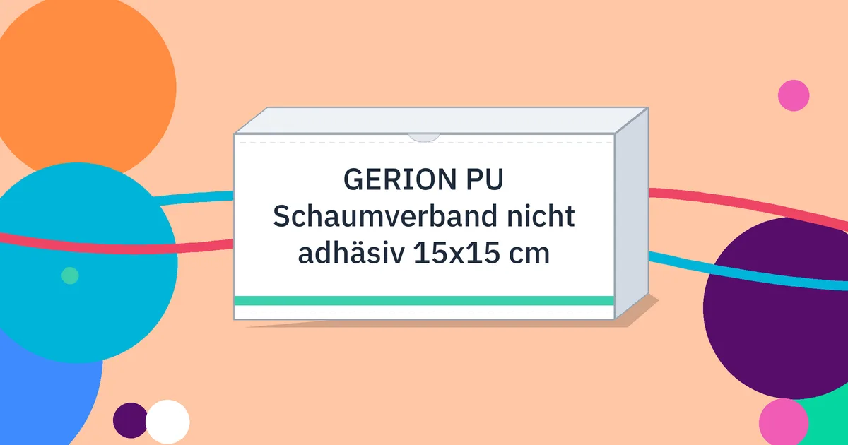 Symbolbild: Packung mit der Aufschrift GERION PU Schaumverband nicht adhäsiv 15x15 cm (PZN 19359838) – Verfügbarkeit und Bezug in Apotheken in Frankfurt am Main