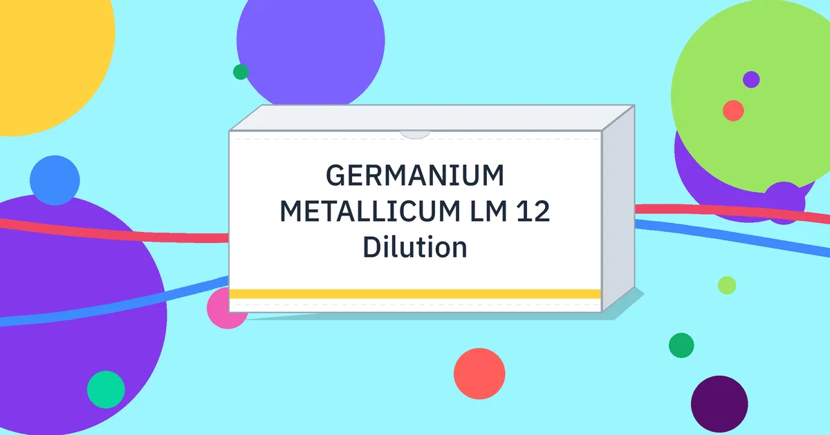 Symbolbild: Packung mit der Aufschrift GERMANIUM METALLICUM LM 12 Dilution (PZN 12877168) – Verfügbarkeit und Bezug in Apotheken in Frankfurt am Main