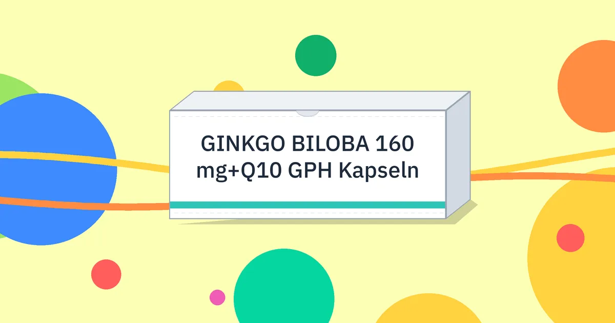 Symbolbild: Packung mit der Aufschrift GINKGO BILOBA 160 mg+Q10 GPH Kapseln (PZN 09179012) – Verfügbarkeit und Bezug in Apotheken in Frankfurt am Main