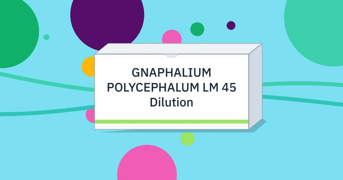 Symbolbild: Packung mit der Aufschrift GNAPHALIUM POLYCEPHALUM LM 45 Dilution (PZN 13545362) – Verfügbarkeit und Bezug in Apotheken in Frankfurt am Main