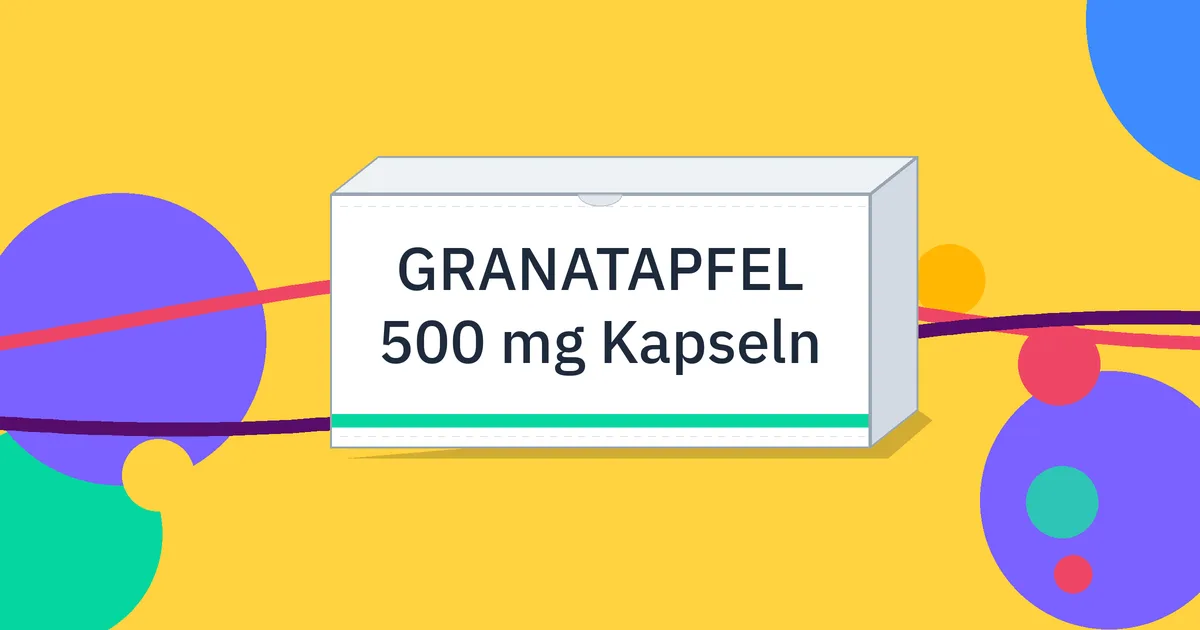 Symbolbild: Packung mit der Aufschrift GRANATAPFEL 500 mg Kapseln (PZN 02497602) – Verfügbarkeit und Bezug in Apotheken in Frankfurt am Main