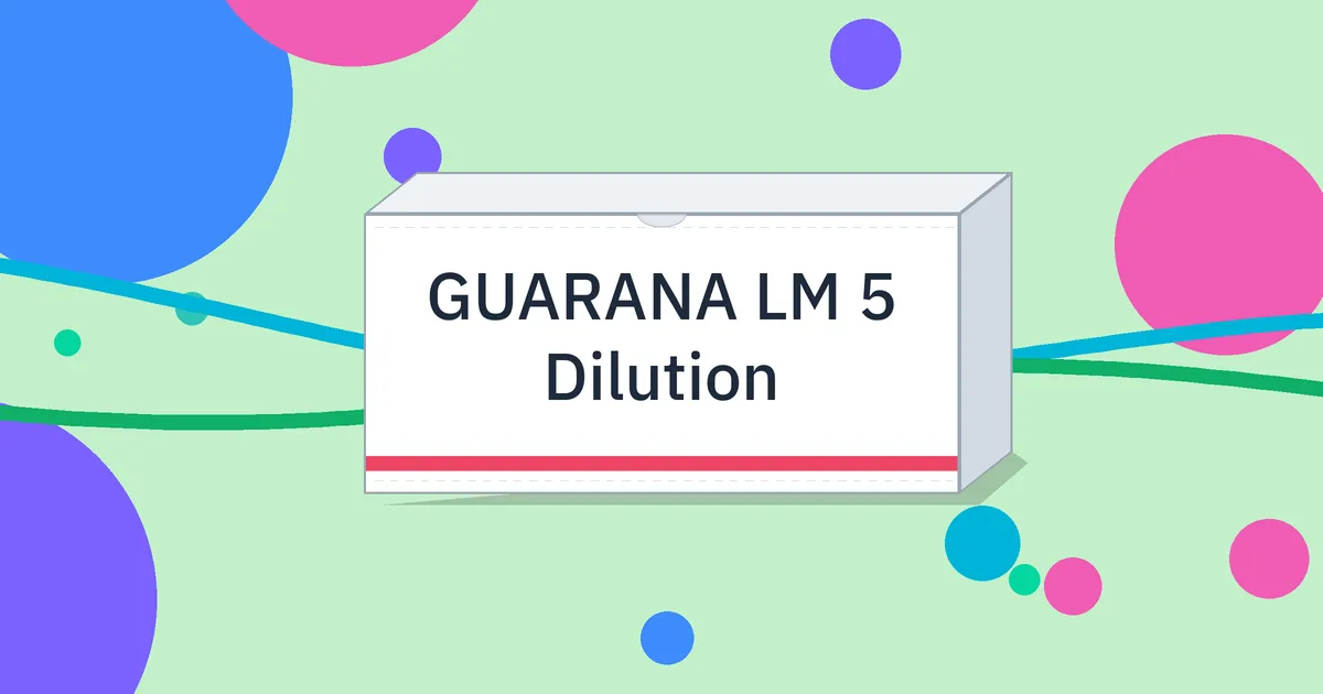 Symbolbild: Packung mit der Aufschrift GUARANA LM 5 Dilution (PZN 12882933) – Verfügbarkeit und Bezug in Apotheken in Frankfurt am Main