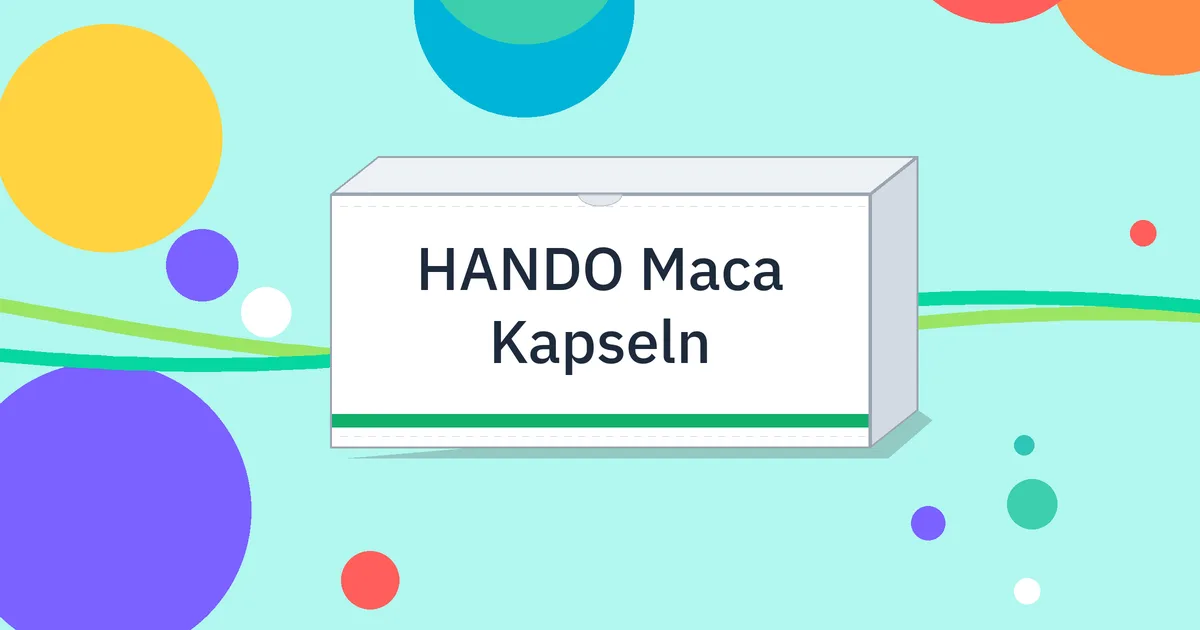 Symbolbild: Packung mit der Aufschrift HANDO Maca Kapseln (PZN 00493474) – Verfügbarkeit und Bezug in Apotheken in Frankfurt am Main