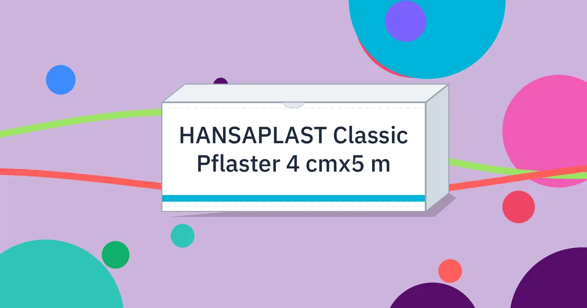 Symbolbild: Packung mit der Aufschrift HANSAPLAST Classic Pflaster 4 cmx5 m (PZN 14284372) – Verfügbarkeit und Bezug in Apotheken in Frankfurt am Main
