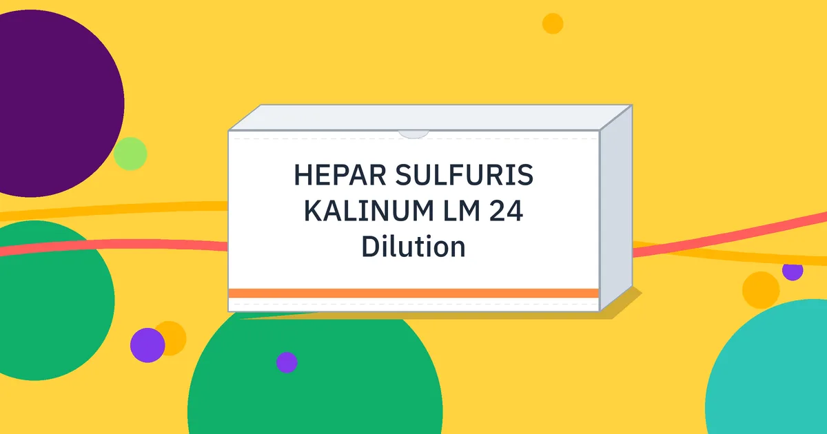 Symbolbild: Packung mit der Aufschrift HEPAR SULFURIS KALINUM LM 24 Dilution (PZN 12888019) – Verfügbarkeit und Bezug in Apotheken in Frankfurt am Main