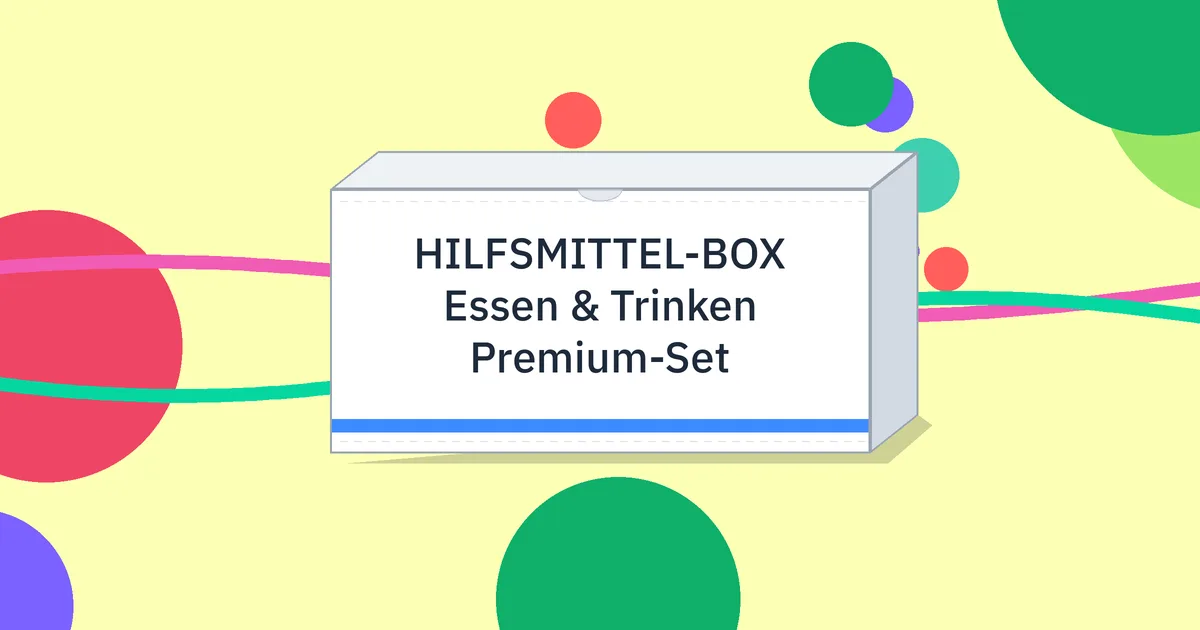Symbolbild: Packung mit der Aufschrift HILFSMITTEL-BOX Essen & Trinken Premium-Set (PZN 14398609) – Verfügbarkeit und Bezug in Apotheken in Frankfurt am Main