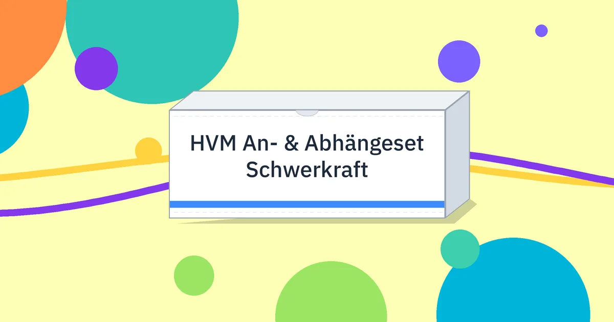 Symbolbild: Packung mit der Aufschrift HVM An- & Abhängeset Schwerkraft (PZN 18702116) – Verfügbarkeit und Bezug in Apotheken in Frankfurt am Main