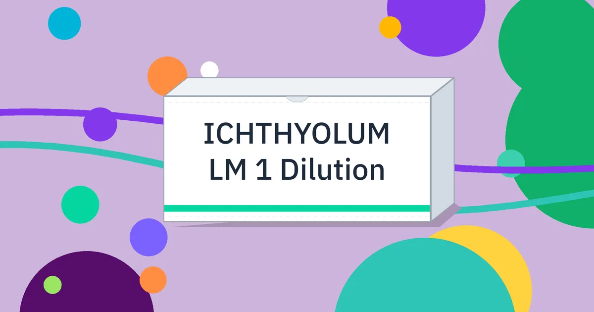 Symbolbild: Packung mit der Aufschrift ICHTHYOLUM LM 1 Dilution (PZN 13558488) – Verfügbarkeit und Bezug in Apotheken in Frankfurt am Main
