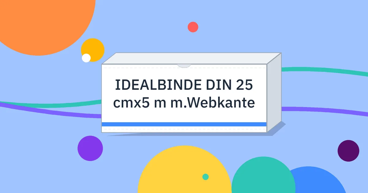 Symbolbild: Packung mit der Aufschrift IDEALBINDE DIN 25 cmx5 m m.Webkante (PZN 01720311) – Verfügbarkeit und Bezug in Apotheken in Frankfurt am Main