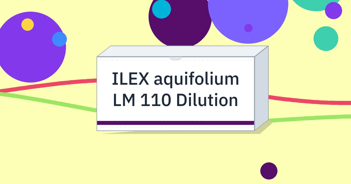 Symbolbild: Packung mit der Aufschrift ILEX aquifolium LM 110 Dilution (PZN 12912396) – Verfügbarkeit und Bezug in Apotheken in Frankfurt am Main