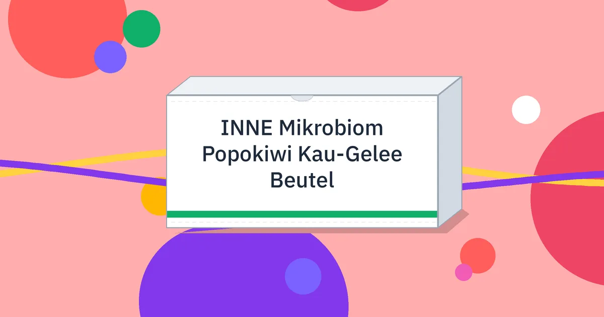 Symbolbild: Packung mit der Aufschrift INNE Mikrobiom Popokiwi Kau-Gelee Beutel (PZN 19918692) – Verfügbarkeit und Bezug in Apotheken in Frankfurt am Main