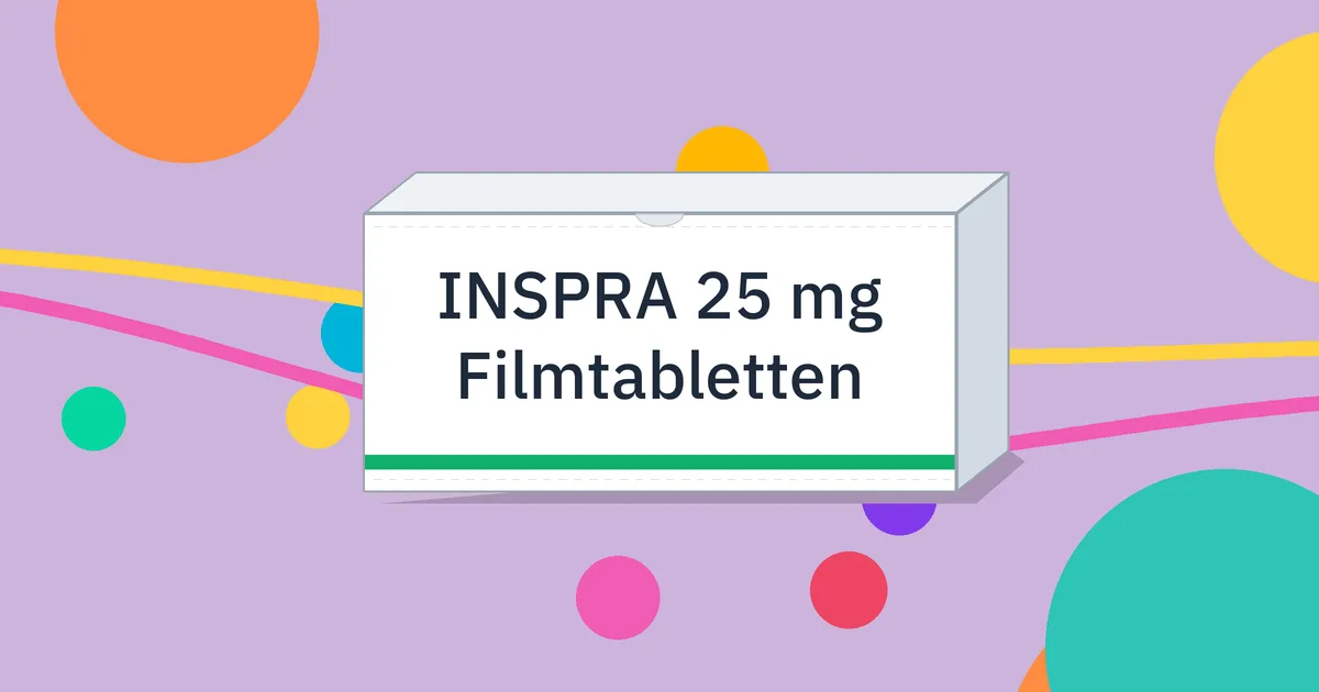 Symbolbild: Packung mit der Aufschrift INSPRA 25 mg Filmtabletten (PZN 07586799) – Verfügbarkeit und Bezug in Apotheken in Frankfurt am Main