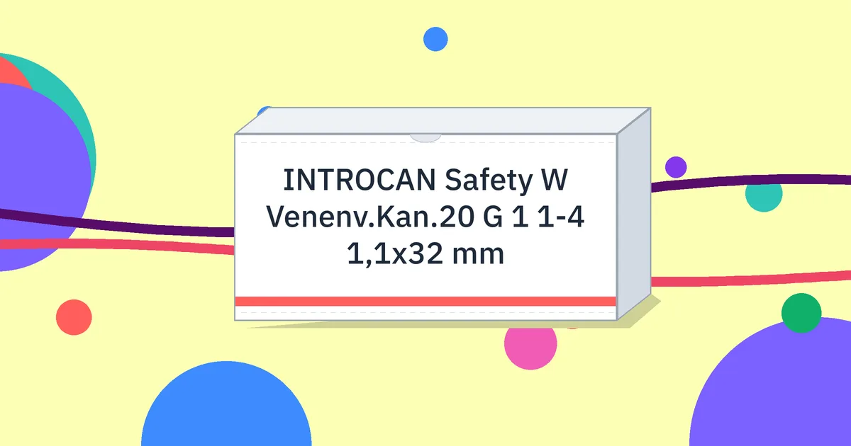 Symbolbild: Packung mit der Aufschrift INTROCAN Safety W Venenv.Kan.20 G 1 1-4 1,1x32 mm (PZN 19526880) – Verfügbarkeit und Bezug in Apotheken in Frankfurt am Main